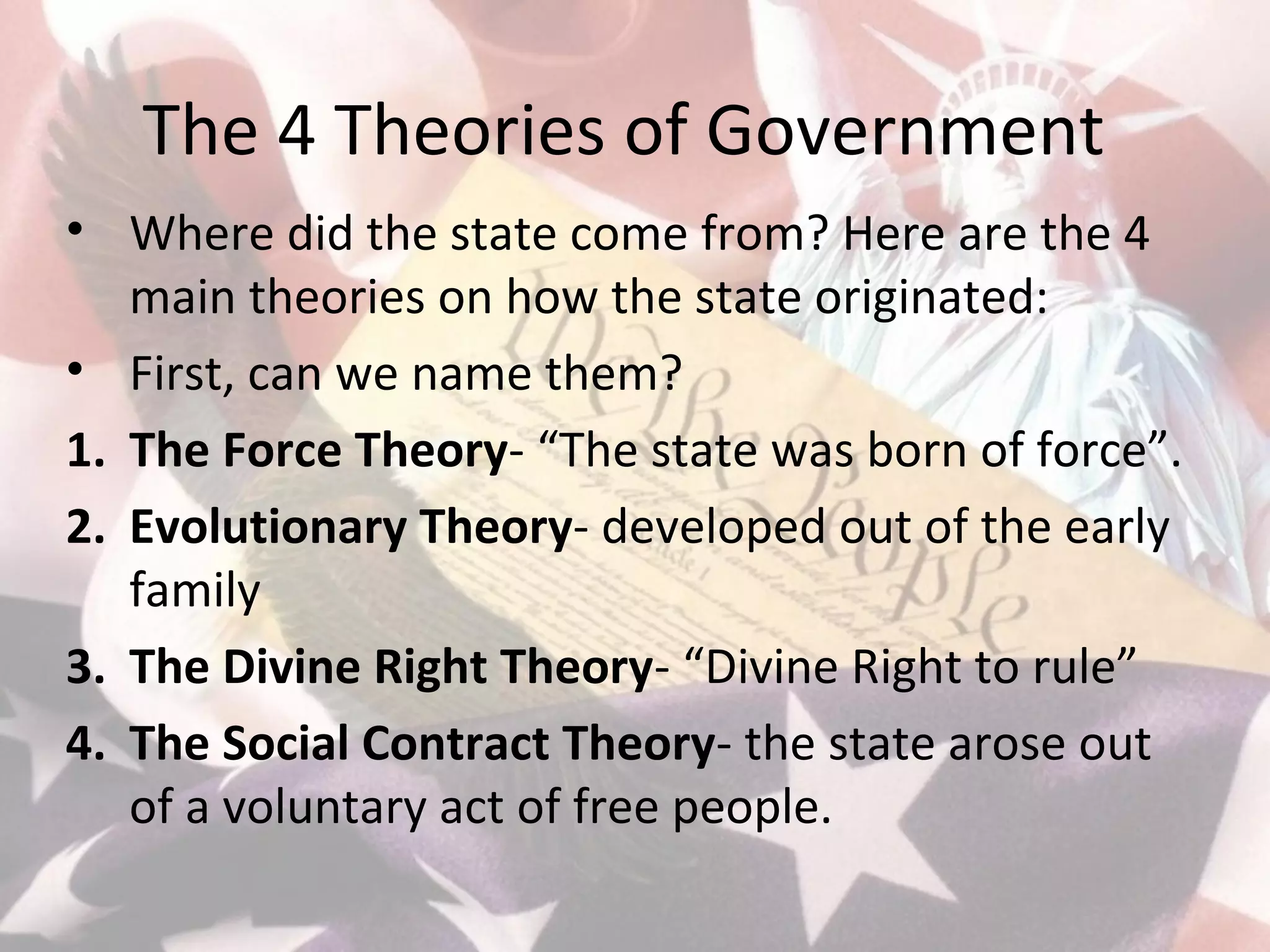 The 4 theories of government | PPT