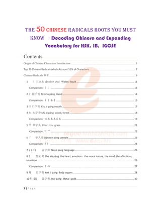 The 50 Chinese Radicals Roots You Must Know 最重要的50部首- Decoding Chinese ...