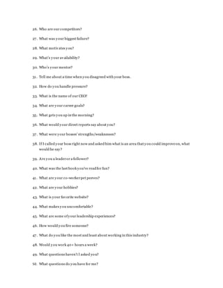 The 50 most common interview questions | DOCX | Resume Writing and ...