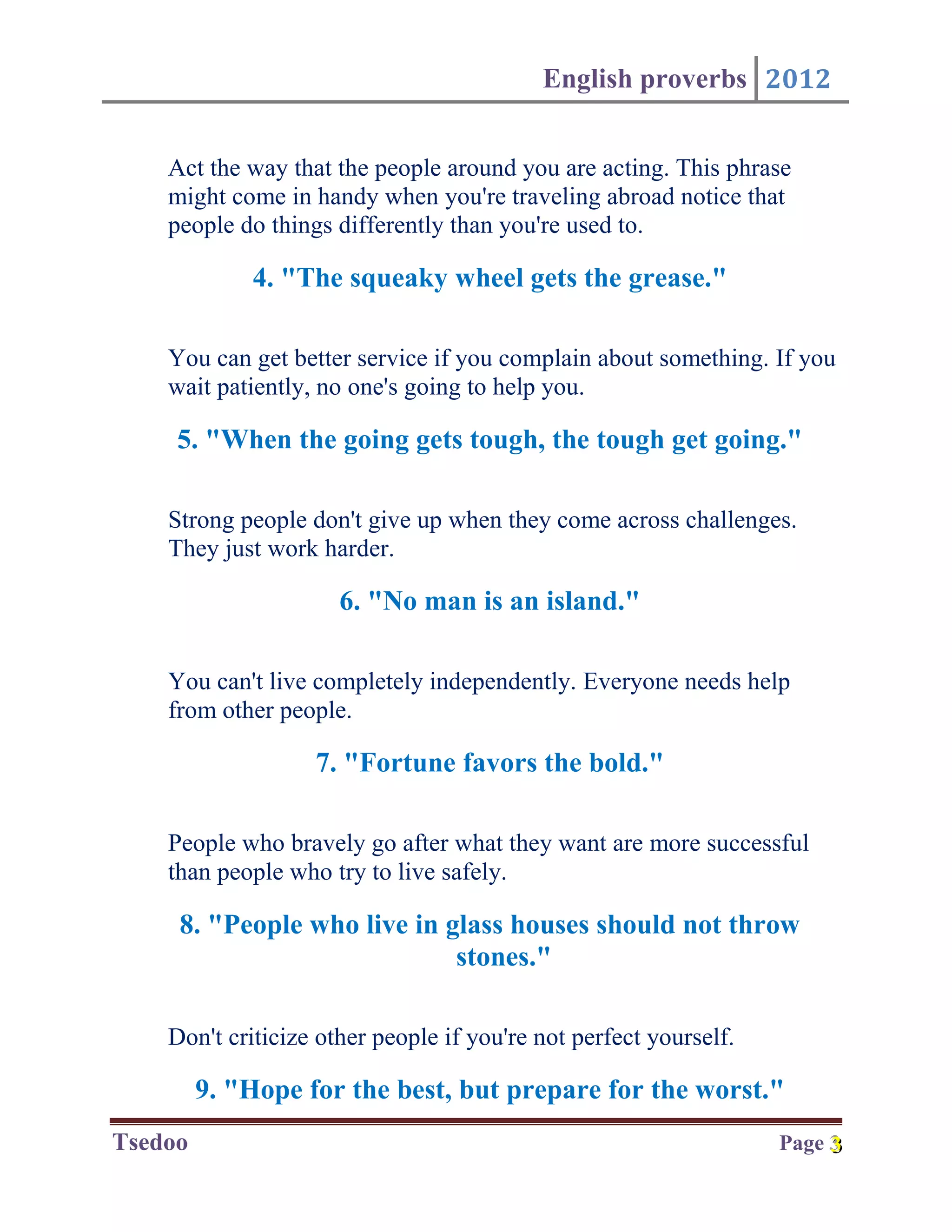 The 50 most important english proverbs | DOCX
