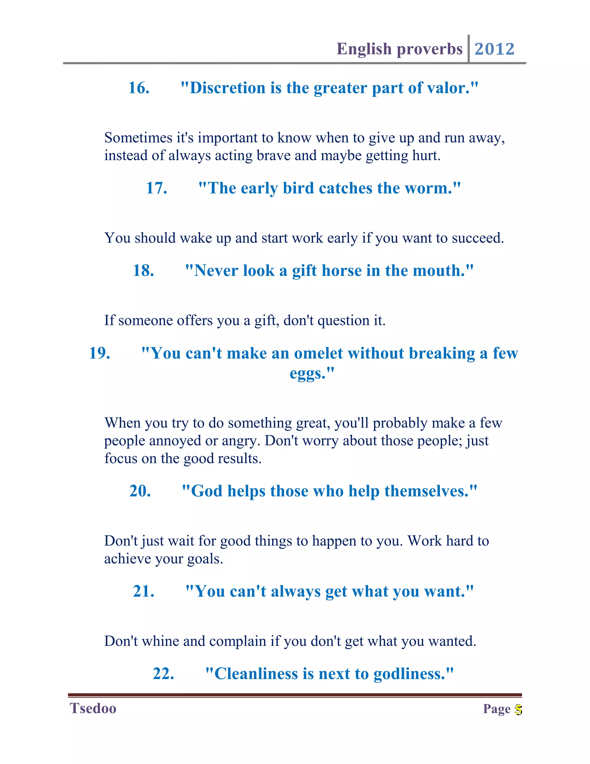 The 50 most important english proverbs | DOCX