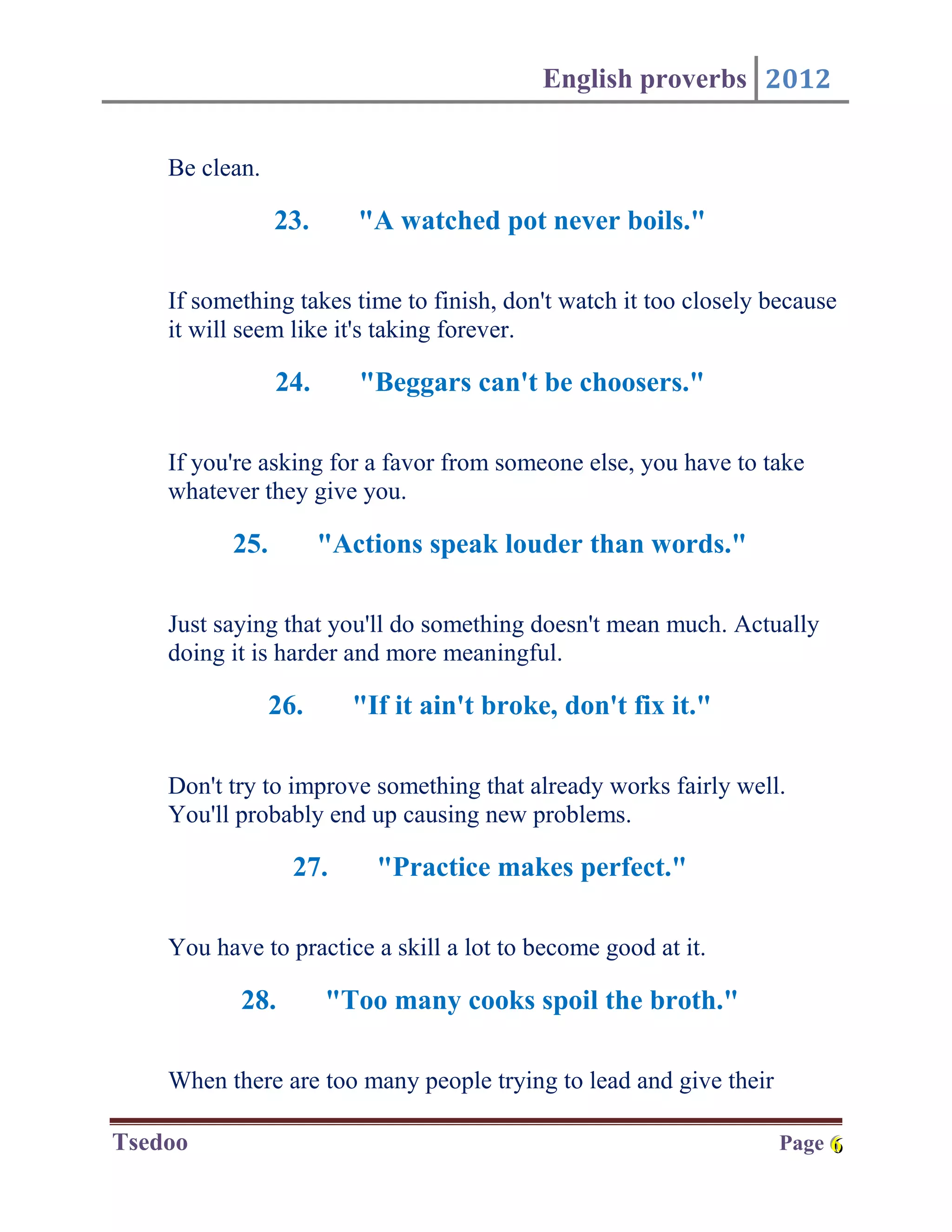 The 50 most important english proverbs | DOCX