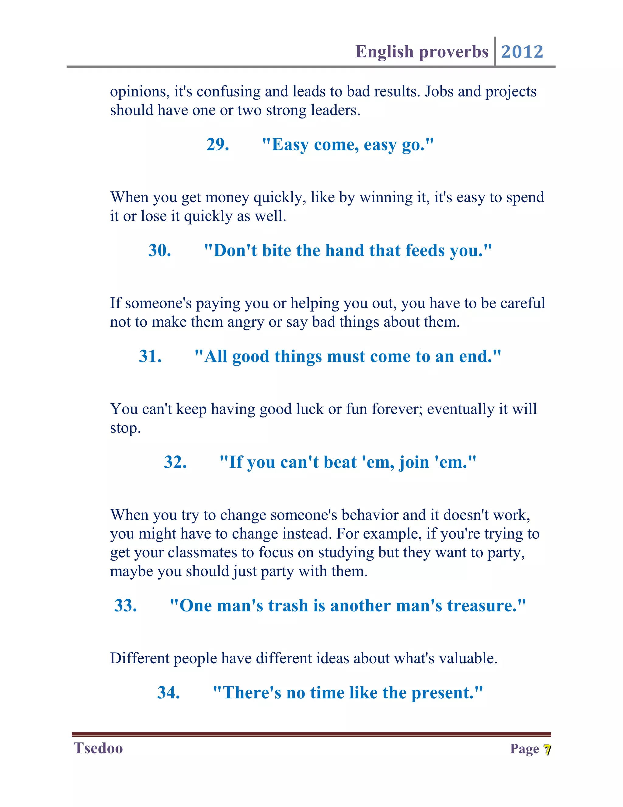 The 50 most important english proverbs | DOCX