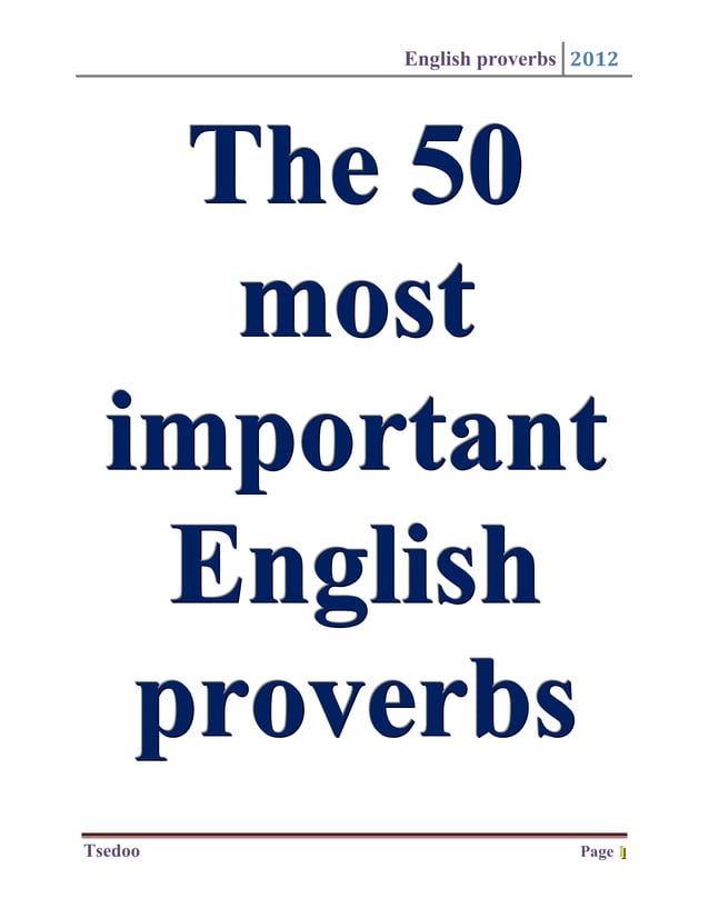 The 50 most important english proverbs | DOCX | Financial Planning ...
