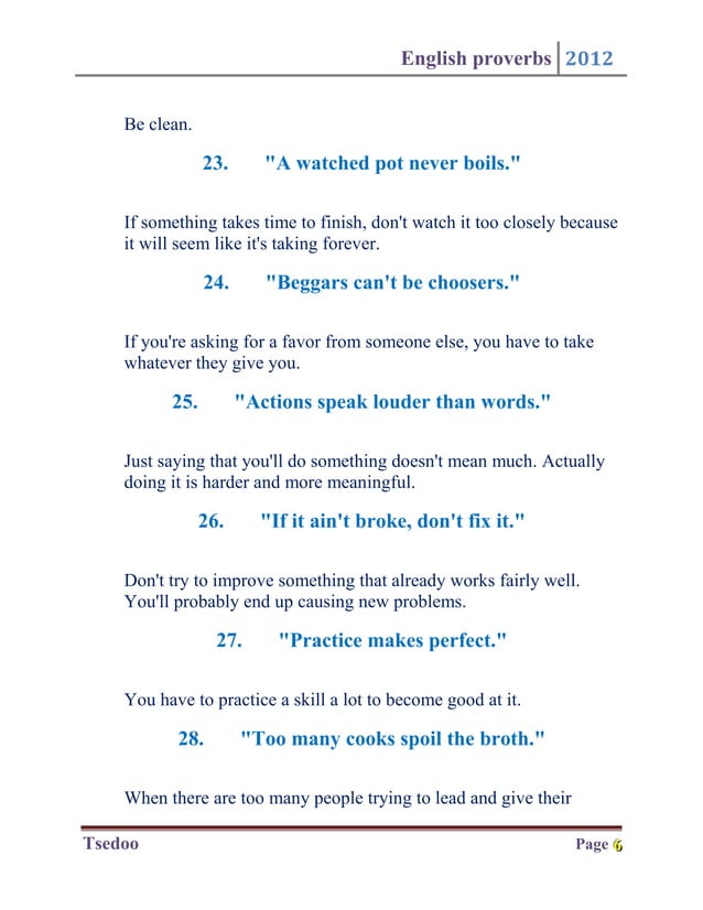 The 50 most important english proverbs | DOCX | Financial Planning ...
