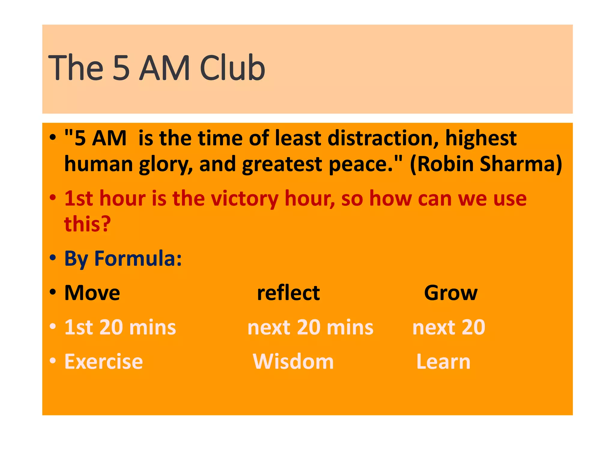 The 5 am club ppt | PPTX