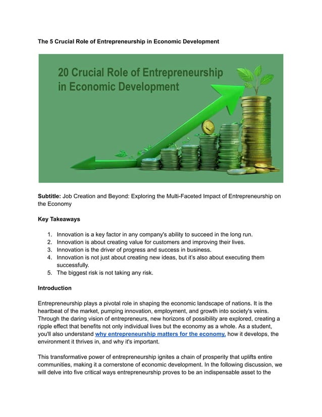 The 5 Crucial Role of Entrepreneurship in Economic Development.pdf ...