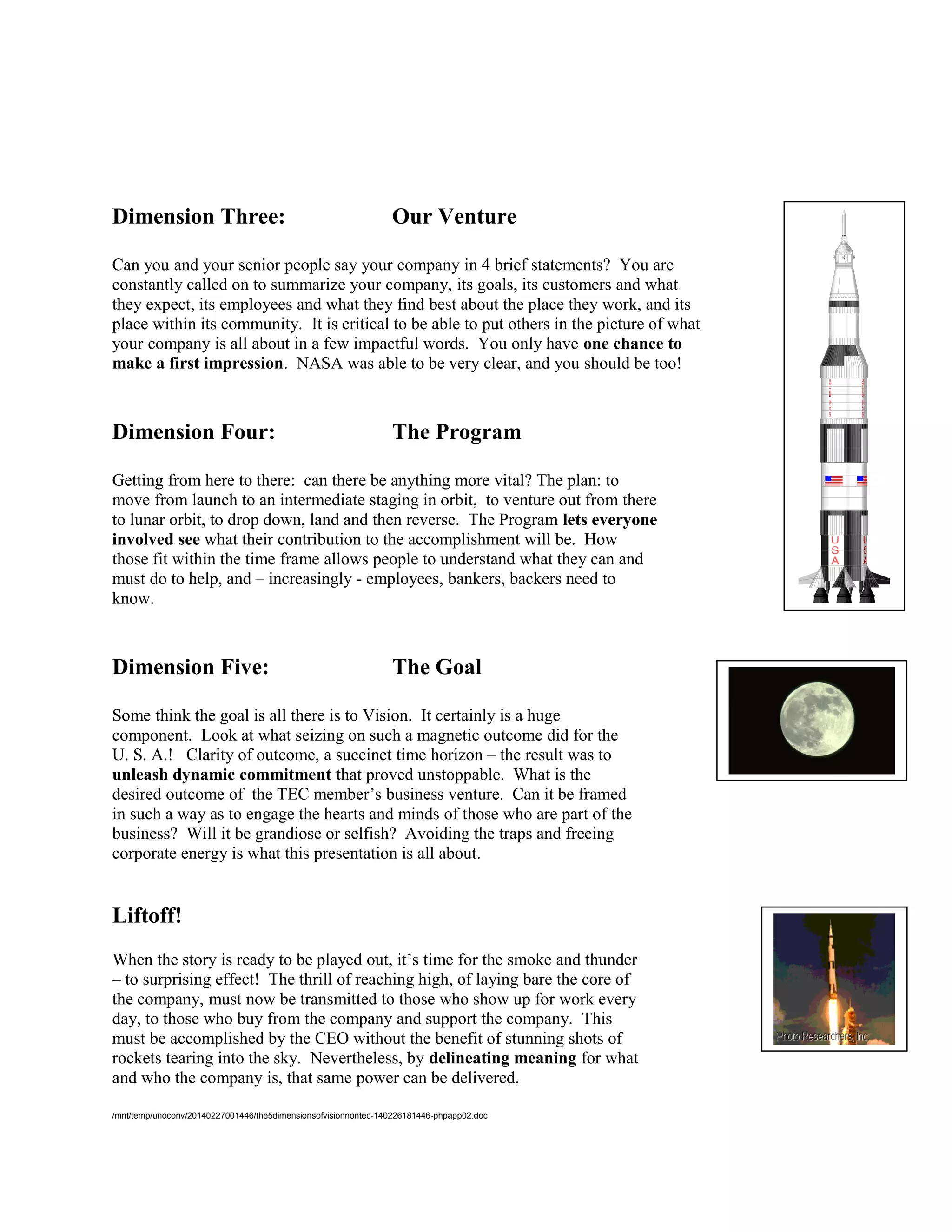 The 5 dimensions of vision | DOC