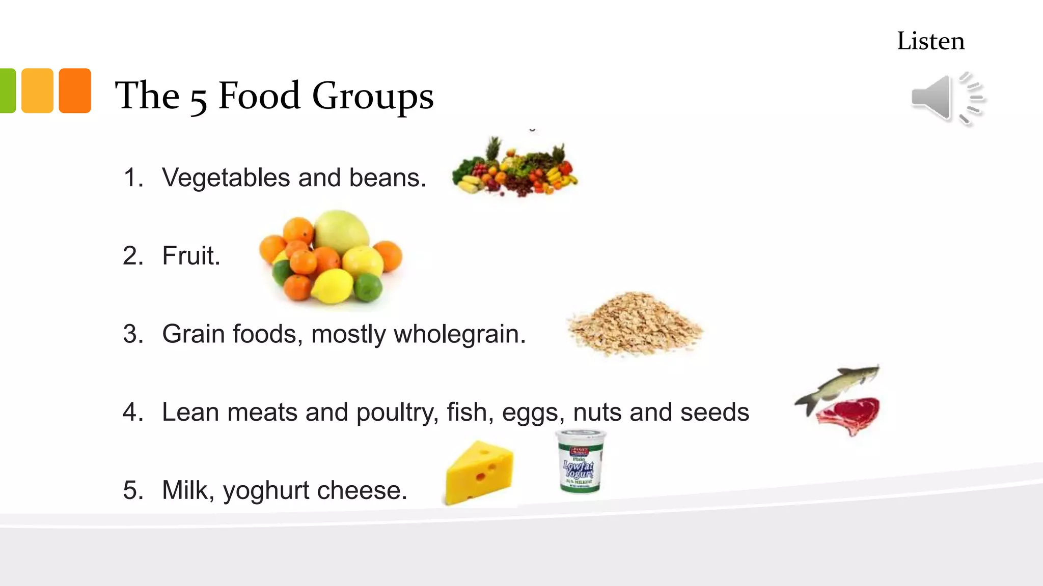The 5 food groups powerpoint | PPTX