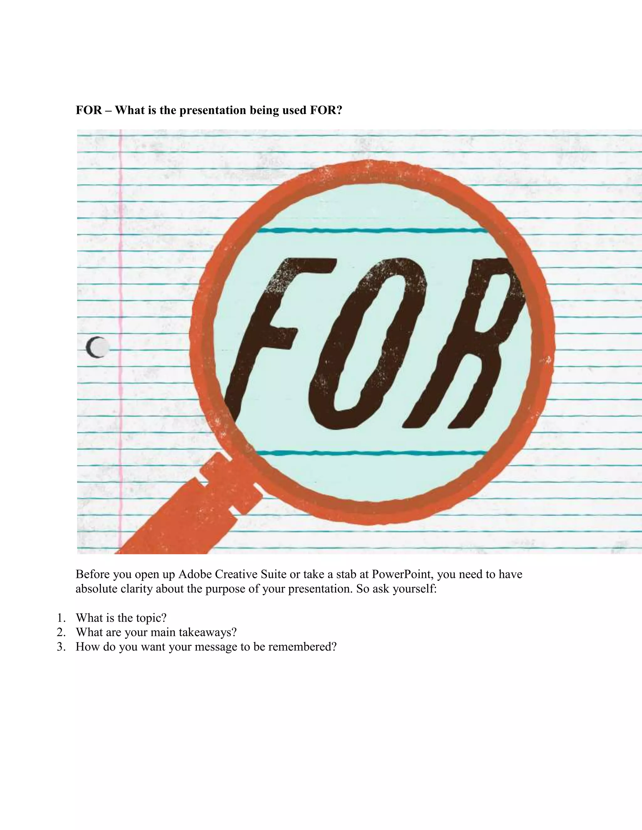 The 5 f's of Presentation | PDF