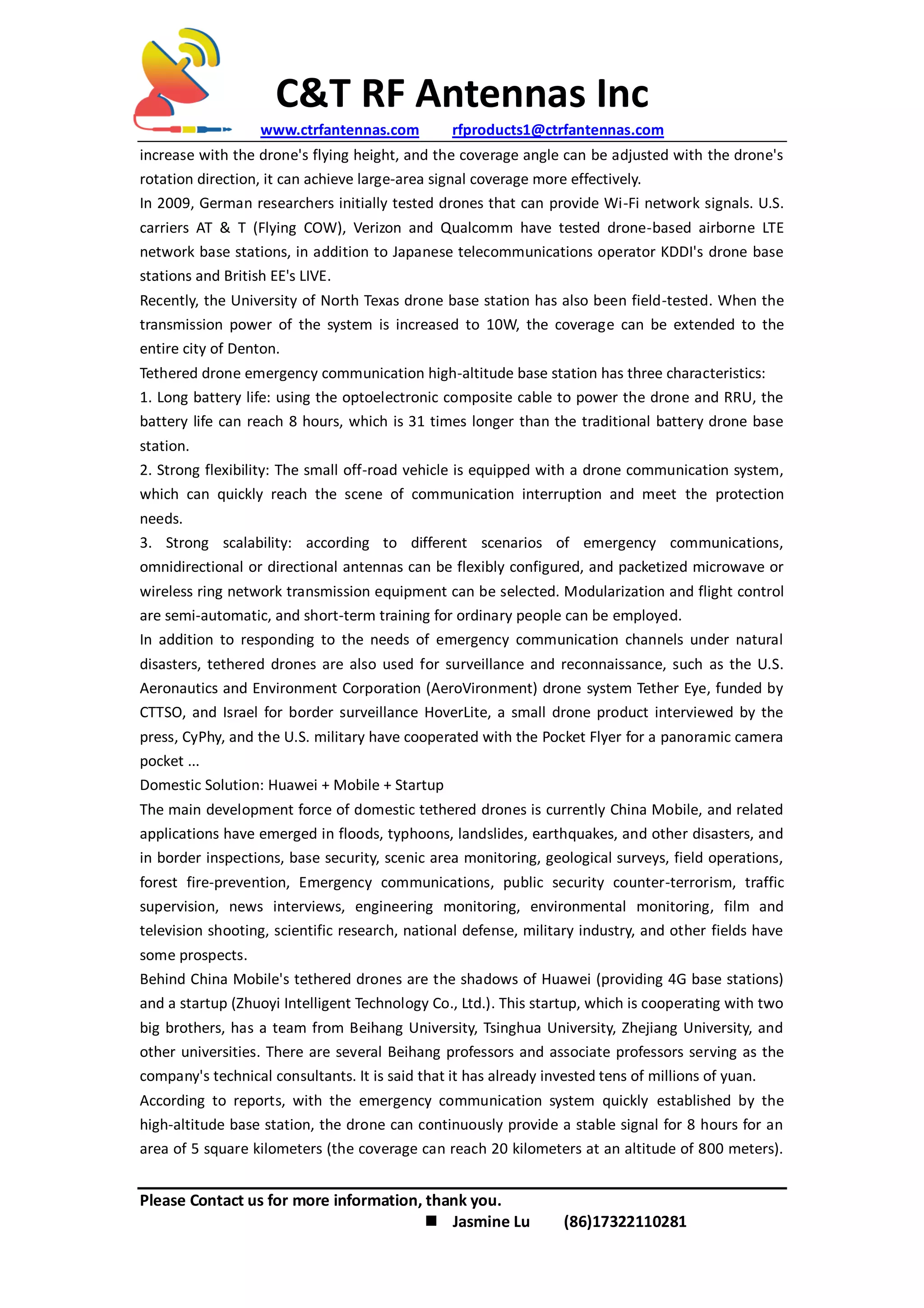 The 5G base stations for drones -- C&T RF Antennas Inc | PDF