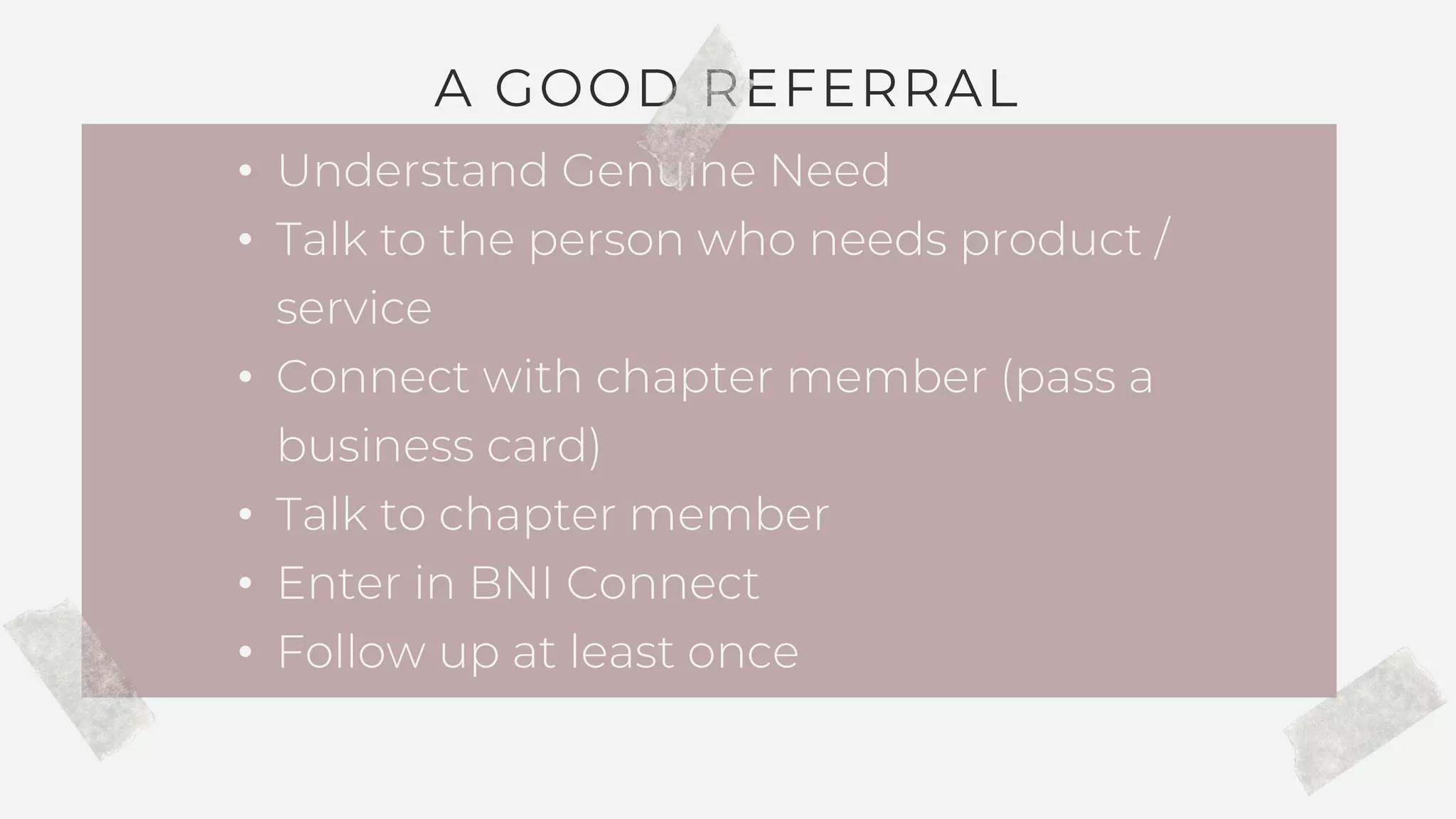 BNI Edu Slot - The 5 levels of referrals in BNI | PPTX