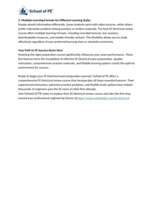 The 5 Must-Have Features of an Effective FE Electrical Review Course | DOCX