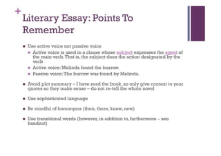 The 5 Paragraph Literary Essay | PPT