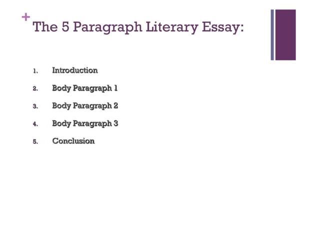 The 5 Paragraph Literary Essay | PPT