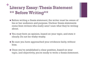 The 5 Paragraph Literary Essay | PPT