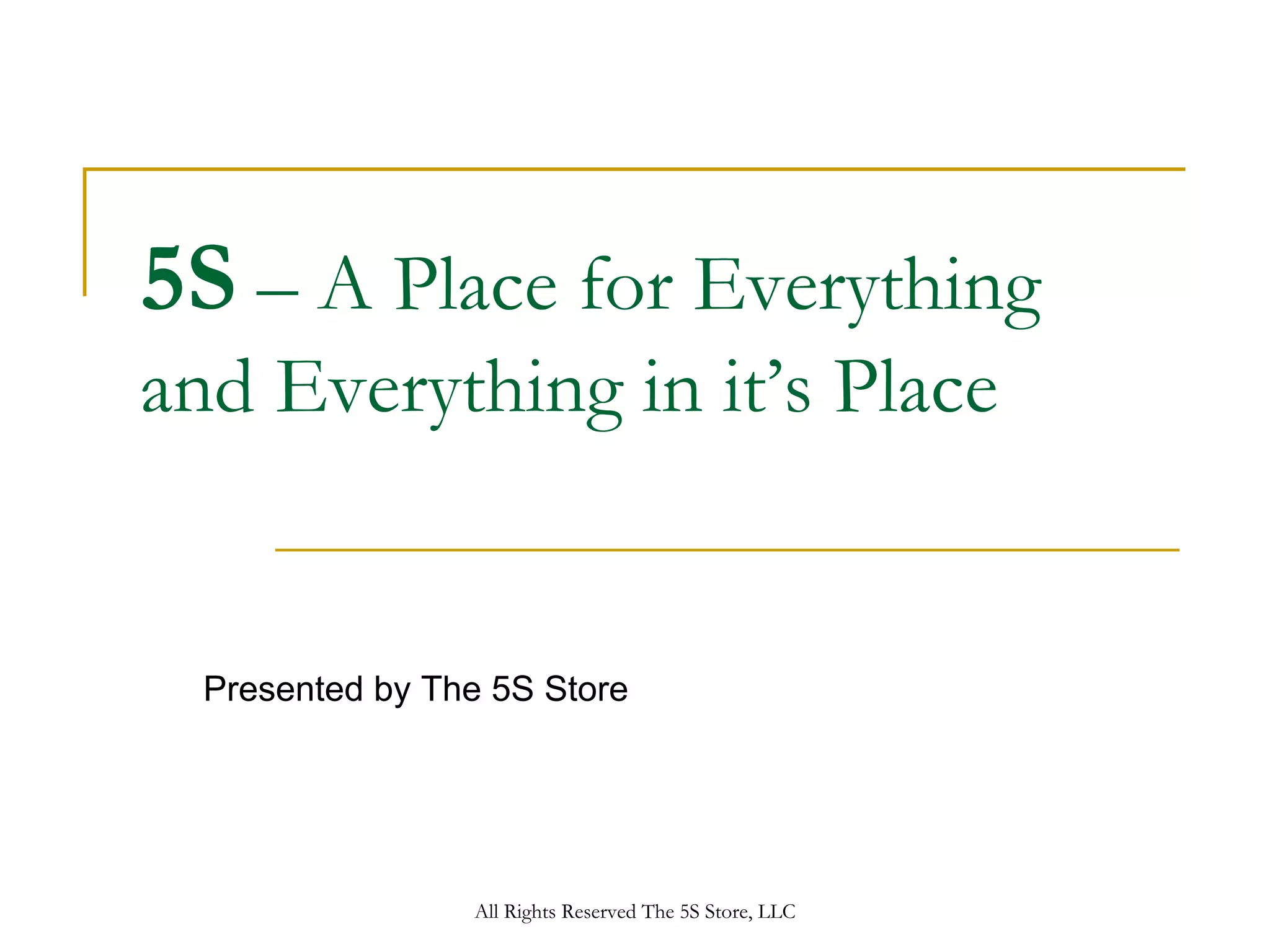 The 5S Store 5S Training Presentation | PDF