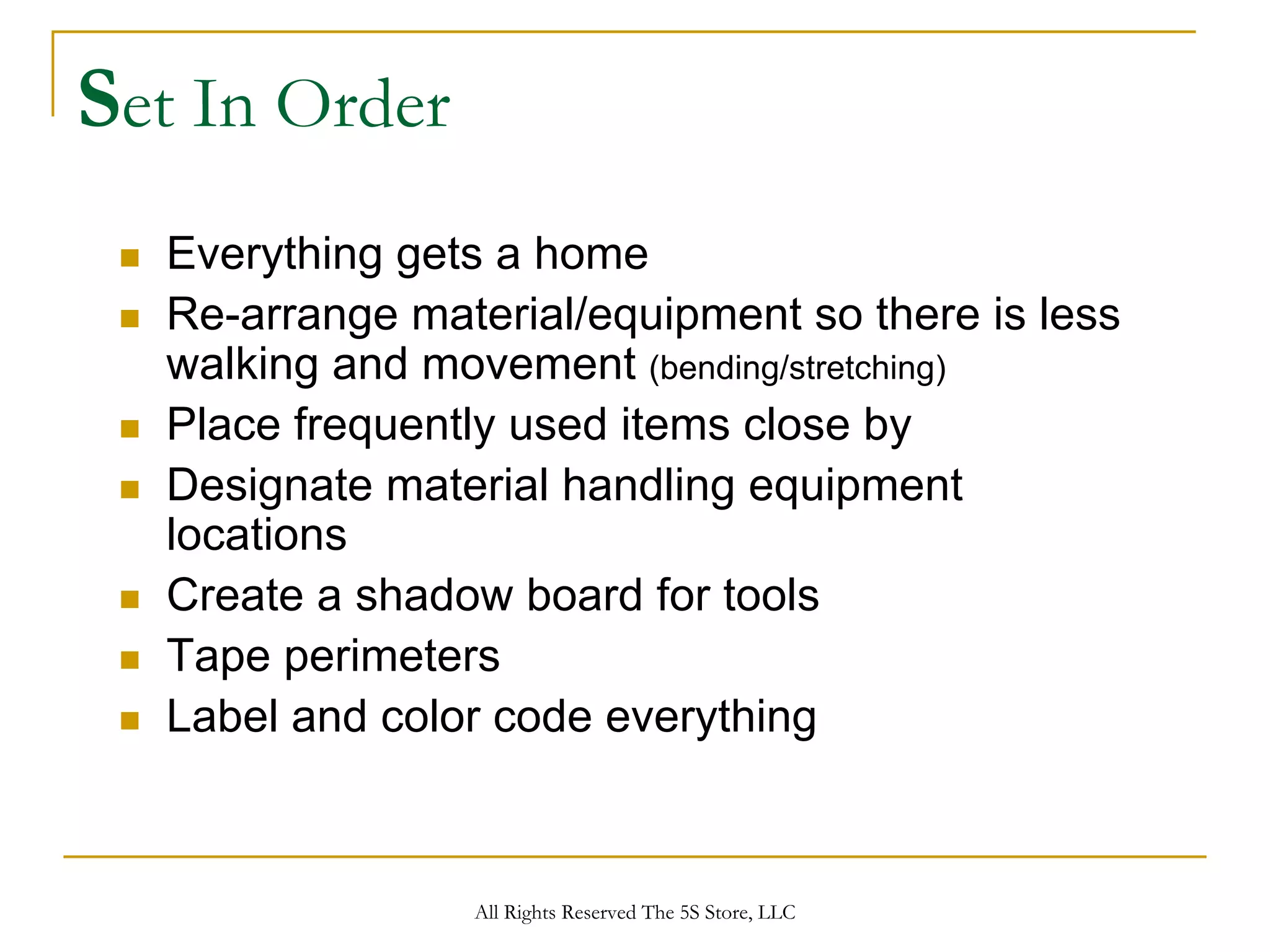 The 5S Store 5S Training Presentation | PDF