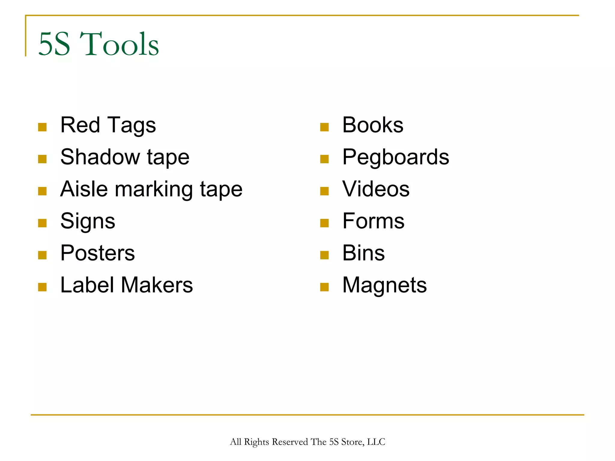 The 5S Store 5S Training Presentation | PDF