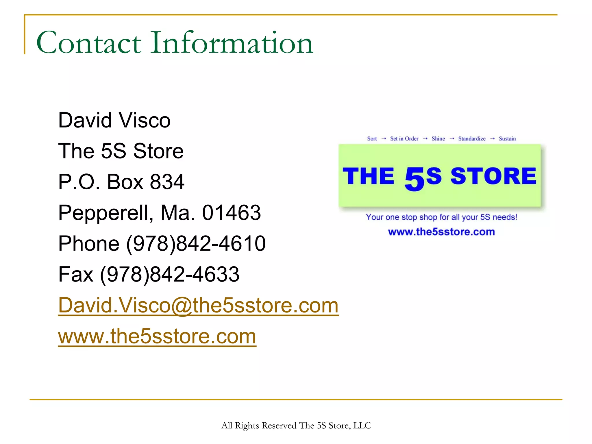 The 5S Store 5S Training Presentation | PDF | Home Improvement | Home ...