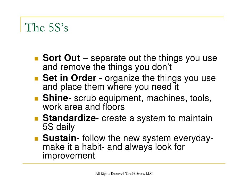 The 5S Store 5S Training Presentation