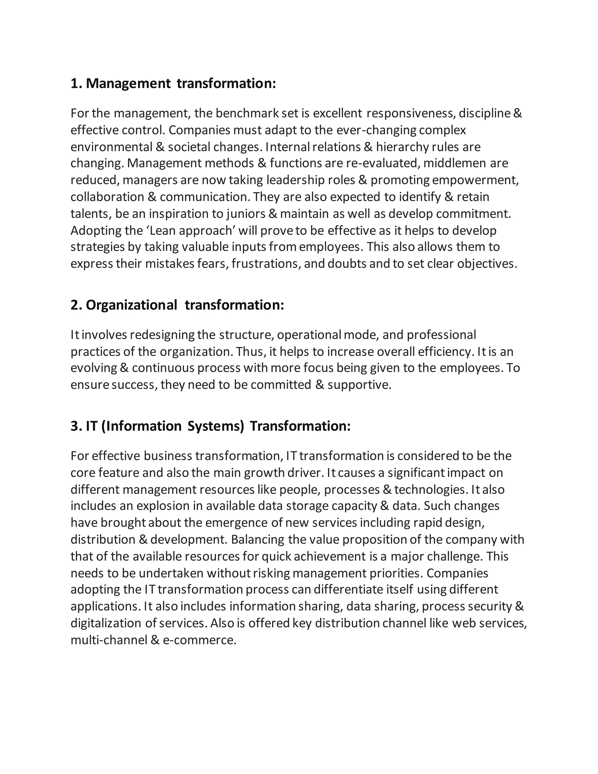 The 5 types of business transformation | DOCX