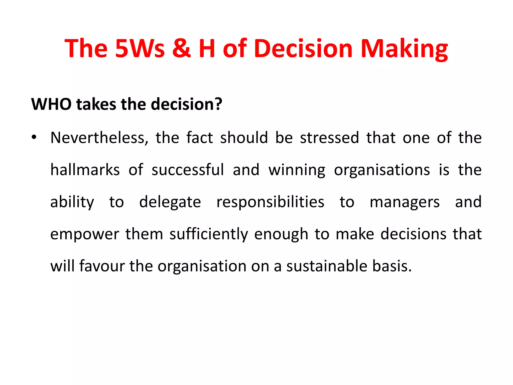 The 5Ws & H of Decision Making | PPT