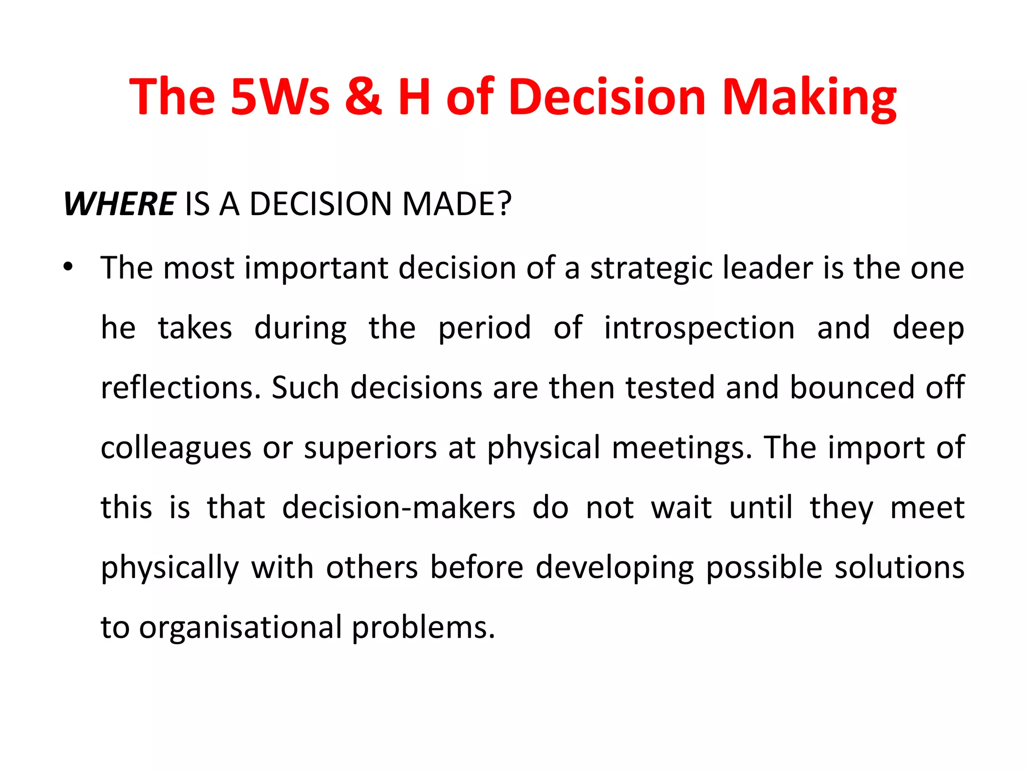 The 5Ws & H of Decision Making | PPTX