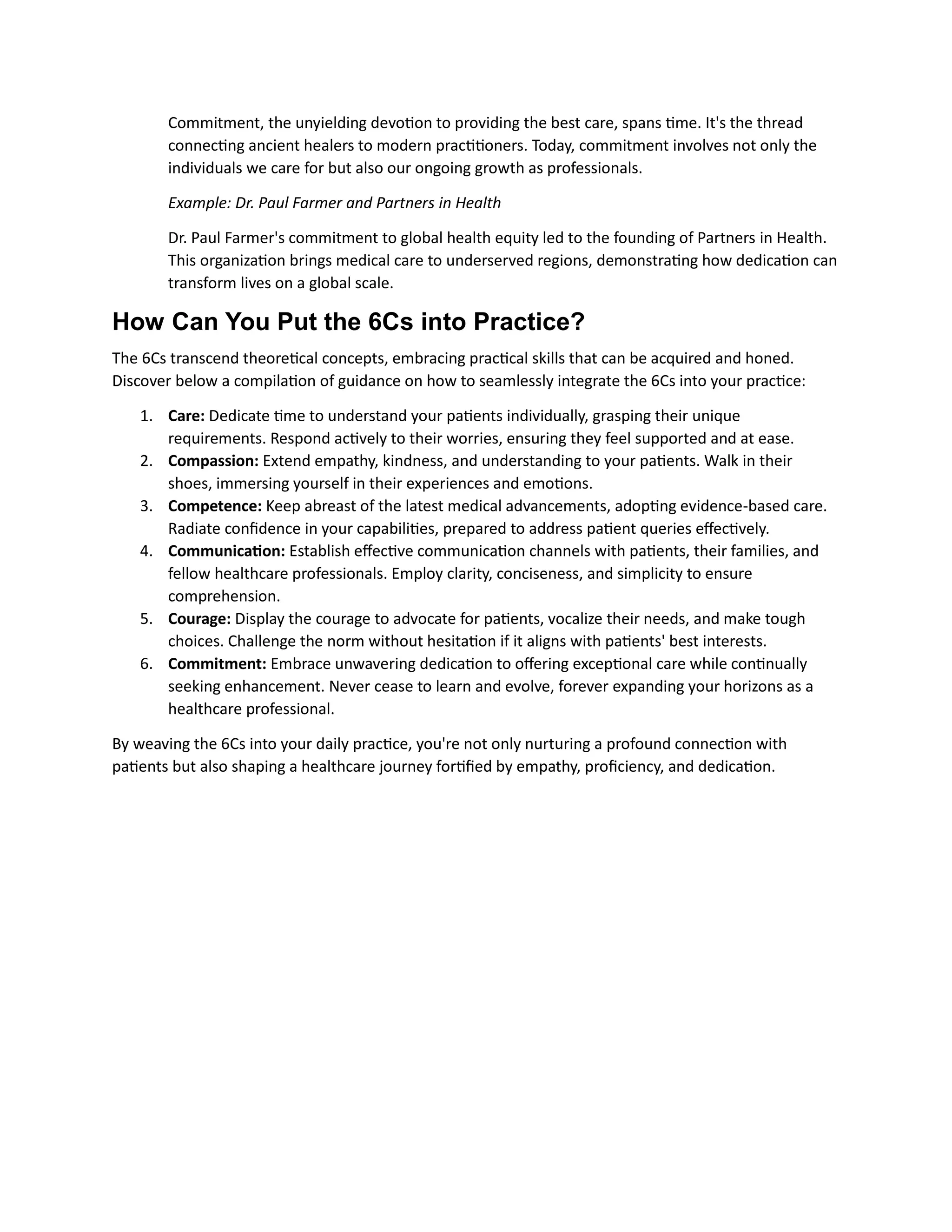 The 6 Cs of Care | DOCX