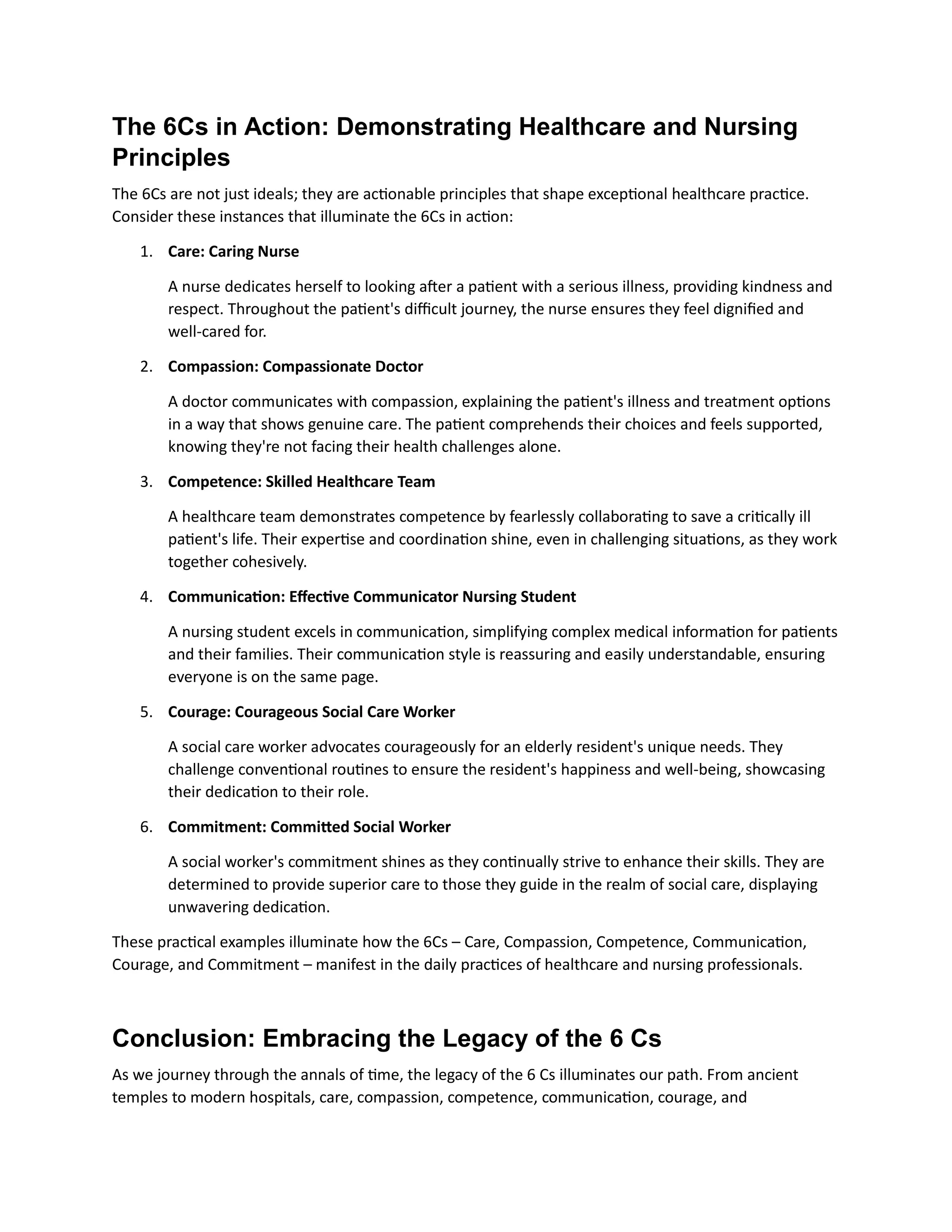 The 6 Cs of Care | DOCX