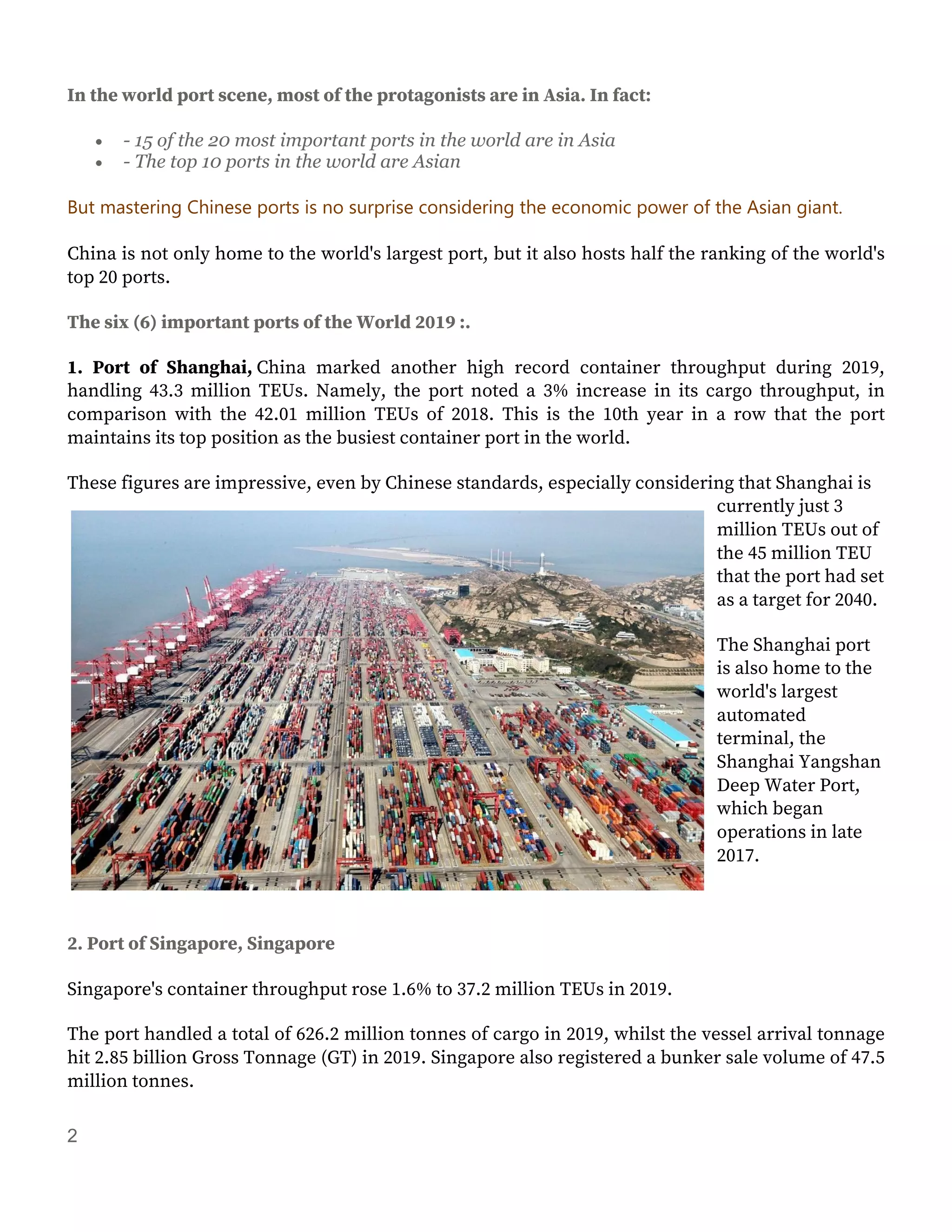 The 6 most important ports in the world 2019 | PDF | Cruises | Travel Type