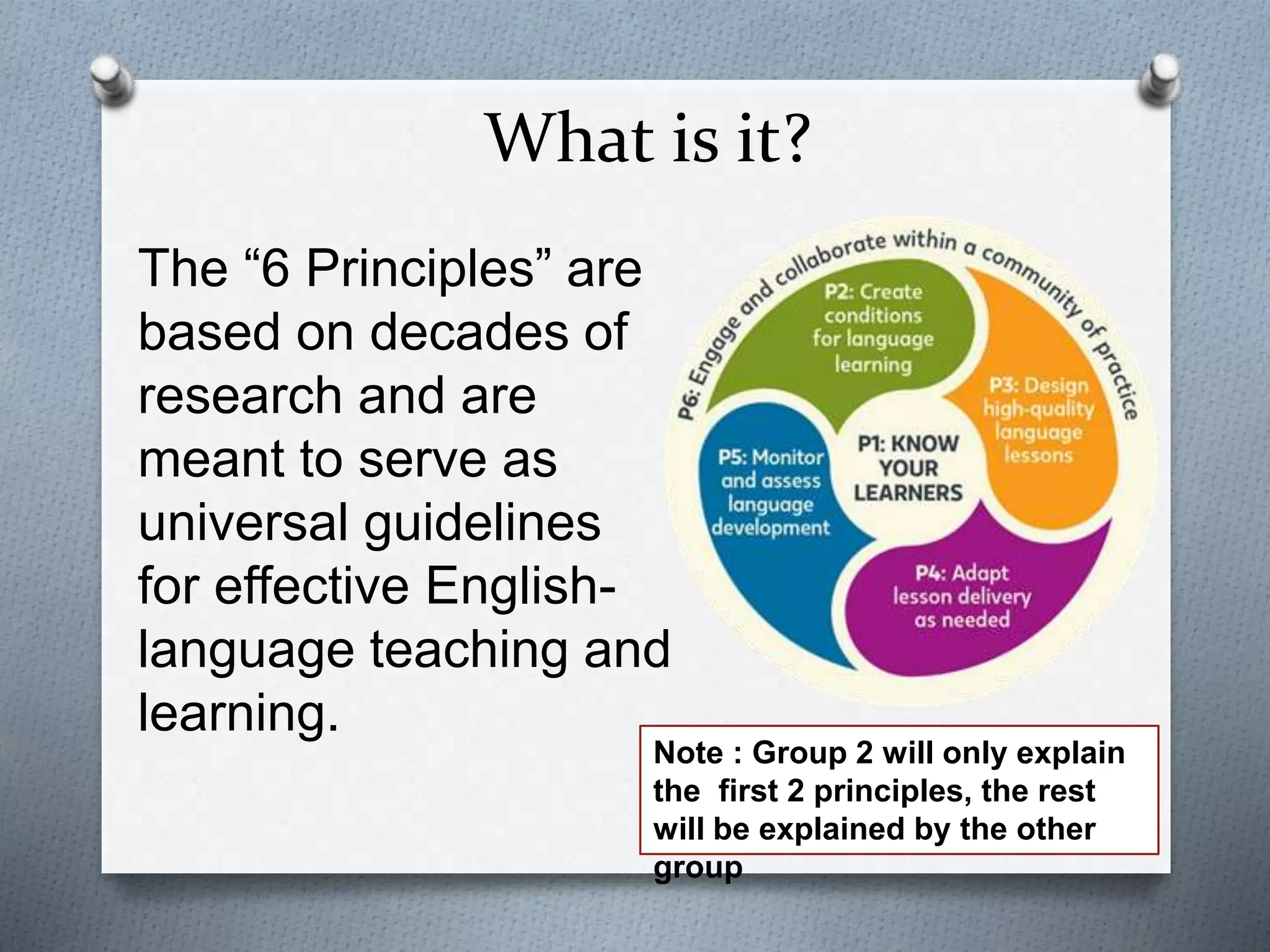 The 6 principles for exemplary teaching of english (group 2) | PPT
