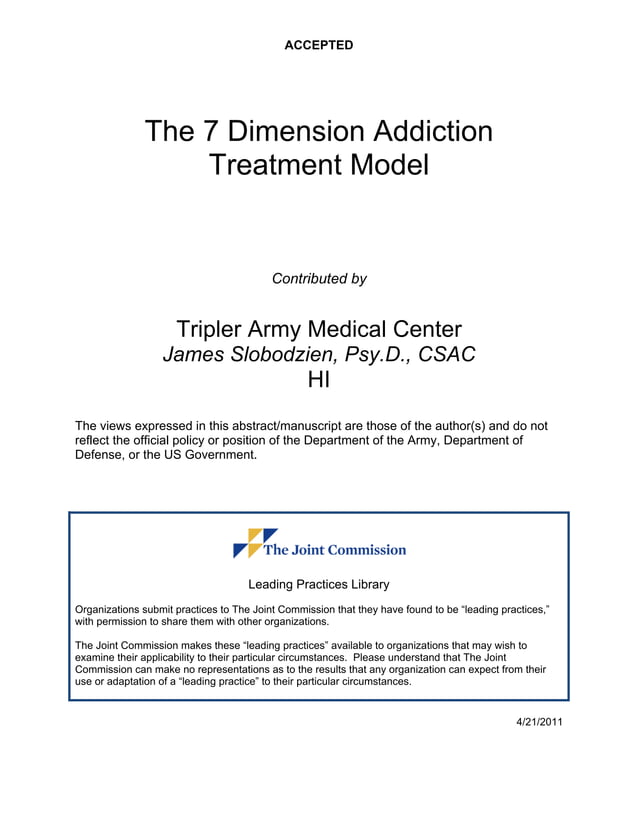 The 7 Dimensions of Addiction Treatment Model | PDF | Substance Abuse ...