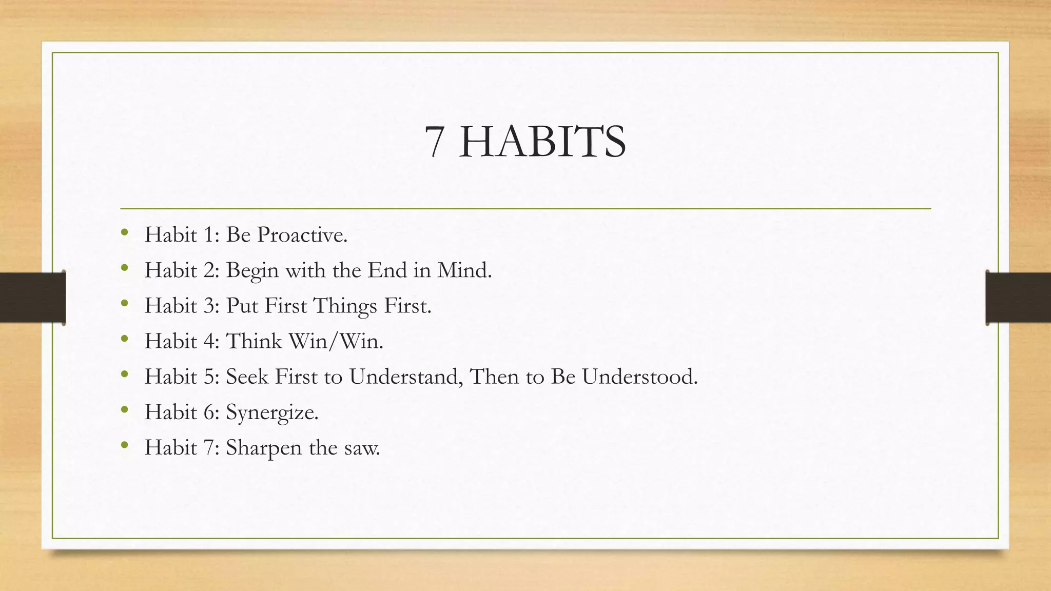 The 7 habits of highly effective people | PPTX