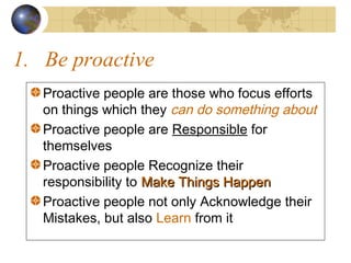 A Summary - The 7 habits of highly effective people Stephen Covey | PPT