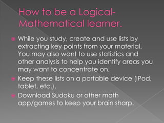 The 7 learning styles | PPTX