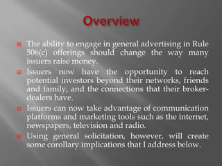 The 7 Not-So-Obvious Implications of General Solicitation Offerings | PPTX