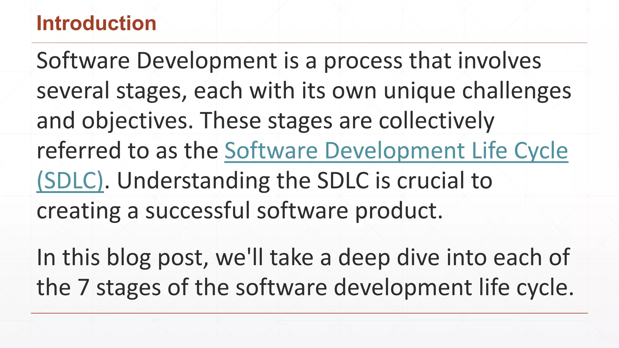The 7 stages of the Software Development Life Cycle | PPTX