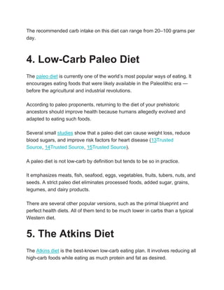 The 8 most popular ways to do a low-Carb Diet | PDF