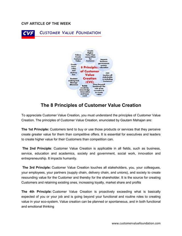 The 8 Principles of Customer Value Creation | PDF