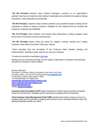 The 8 Principles of Customer Value Creation | PDF