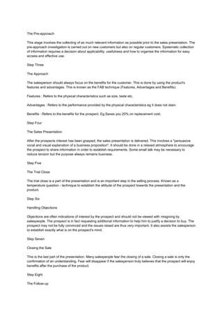 The 8 step personal selling process. process of selling | DOCX