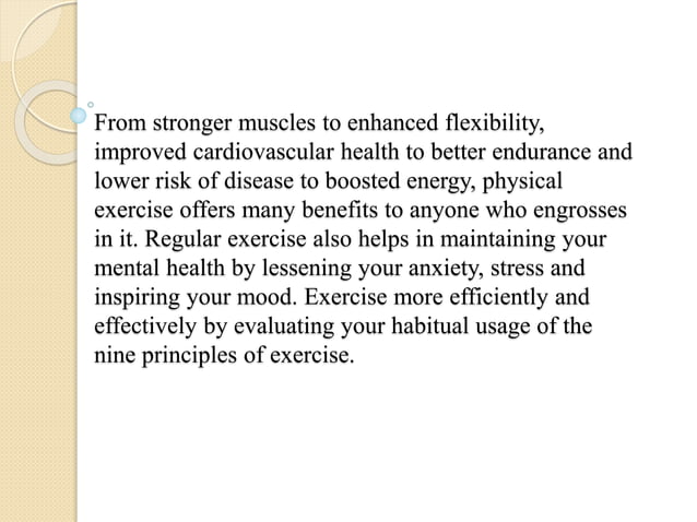 The 9 Principles of Exercise | PPTX | Fitness and Exercise | Healthy Living