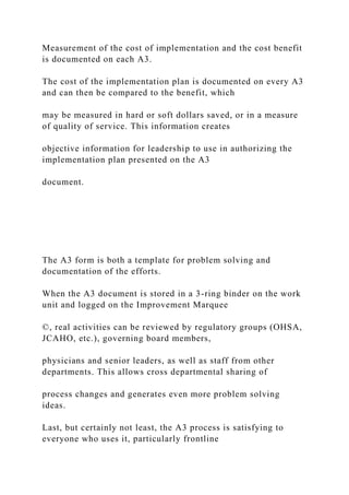 The A3 Report Problems are dealt with in superficial ways..docx