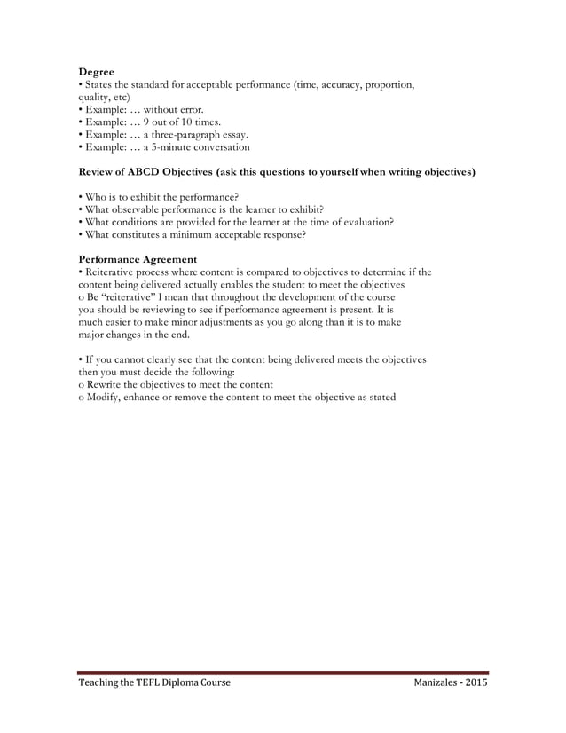 The abcd model for writing objectives | PDF