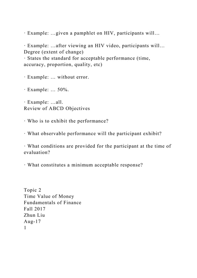 The ABCD model for writing objectivesIntroduction· Objectives .docx