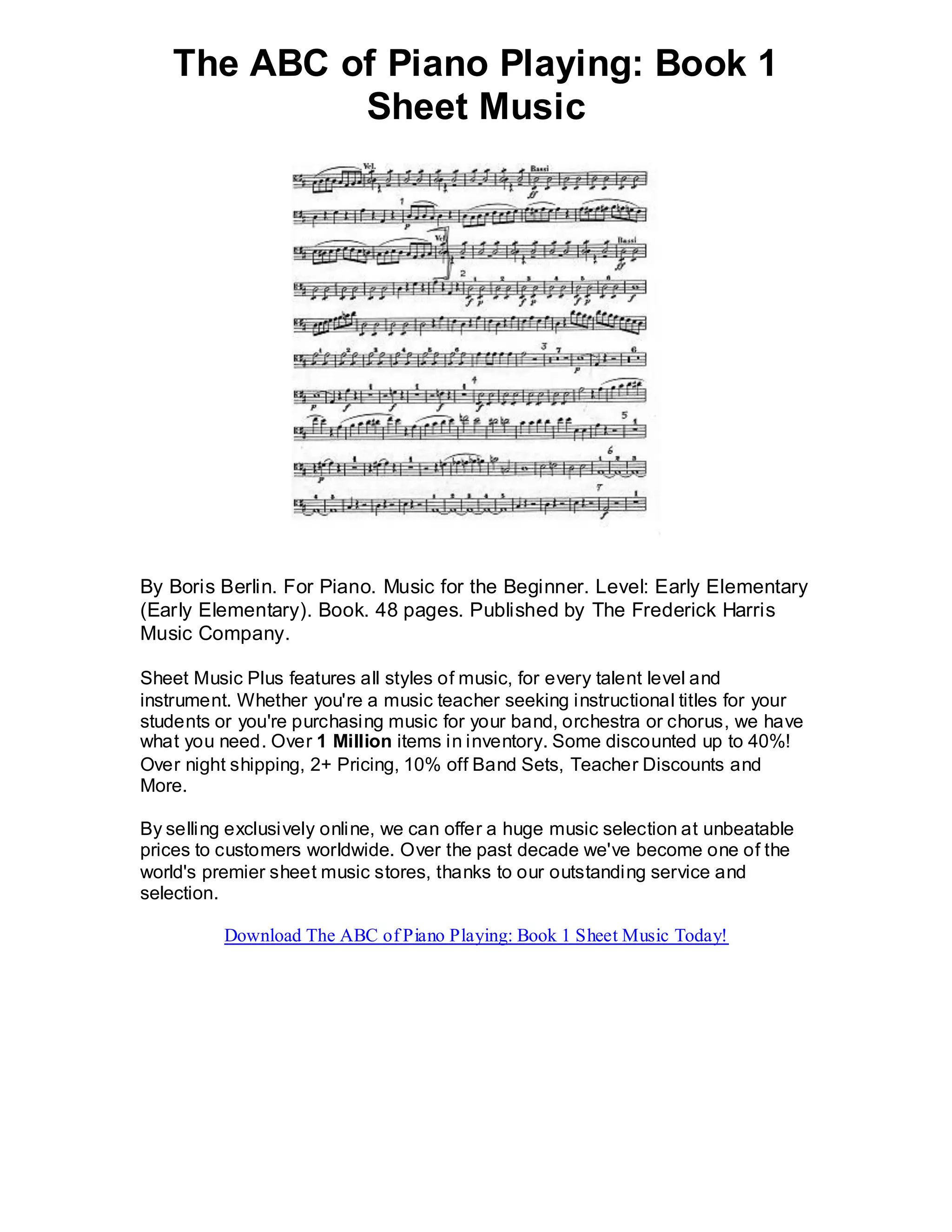 The abc of piano playing book 1 sheet music | PDF