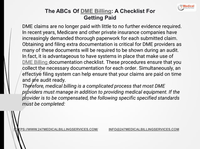 The ABCs Of DME Billing A Checklist For Getting Paid.pdf | Health ...