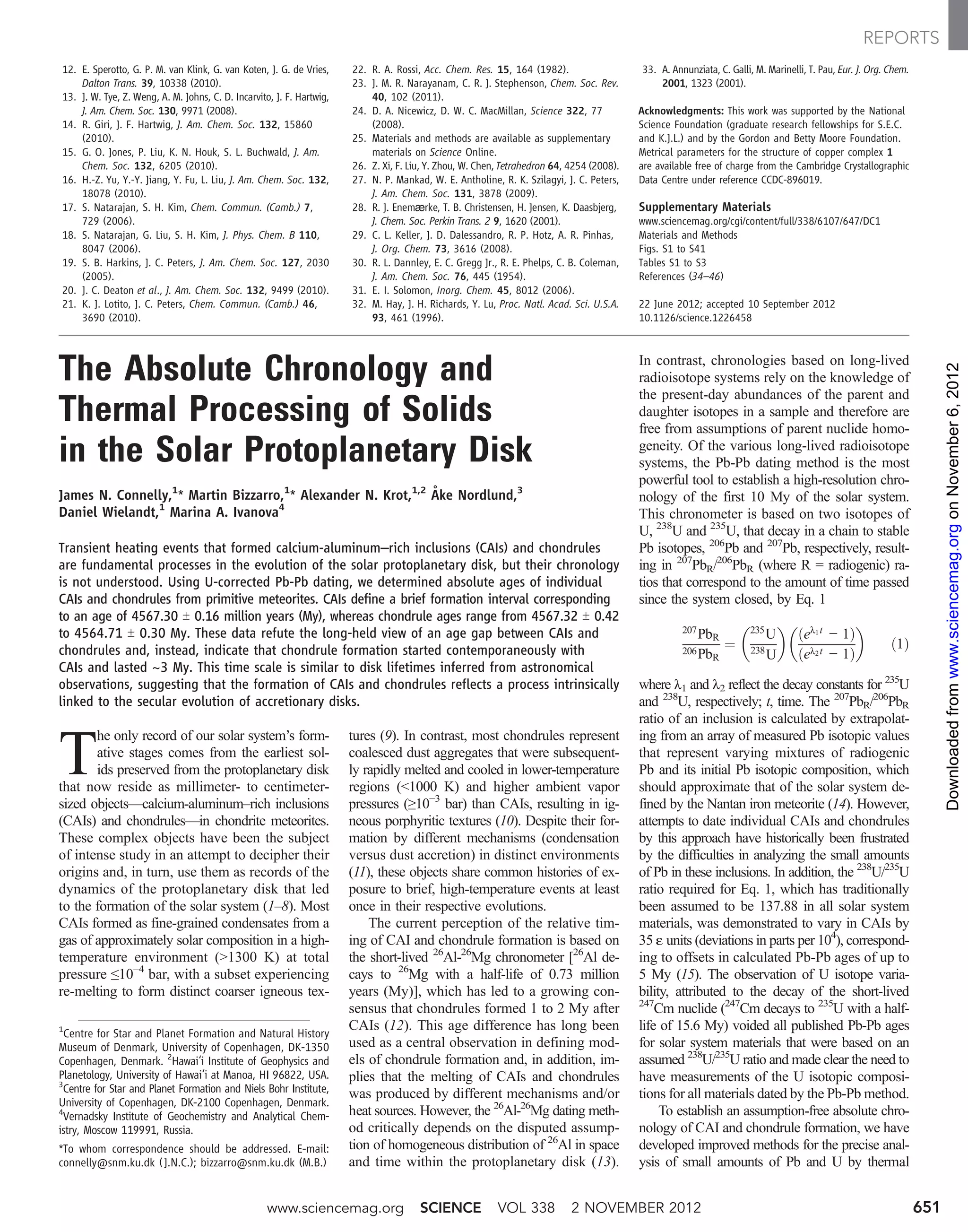 The absolute chronology and thermal processing of solids in the solar ...