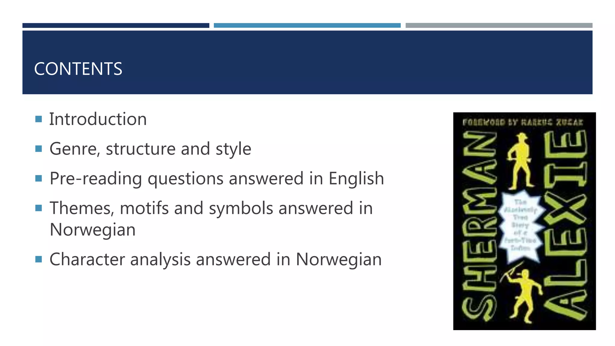 The Absolutely True Diary of a Part-time Indian | PPTX | Fiction ...